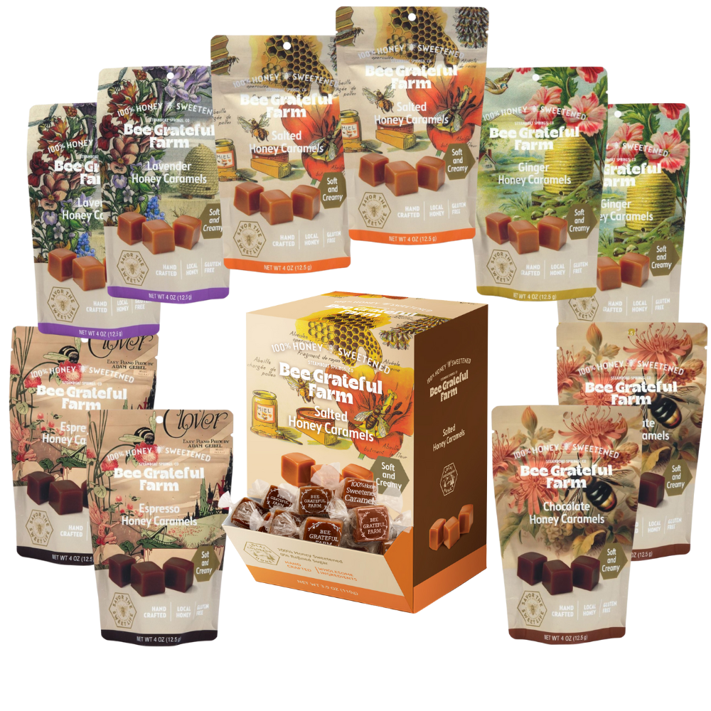 Golden Giver's Caramel Collection (10 Bags + 1 Box) | Bee Grateful Candy
